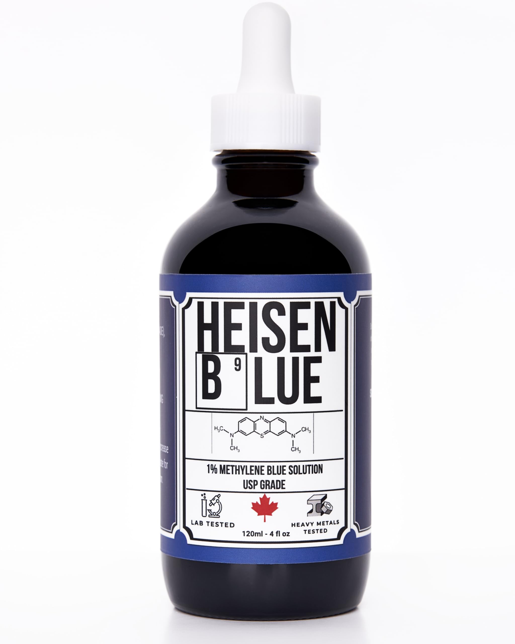 1% Methylene Blue Solution, 120 ml Amber Dropper Bottle, USP Grade ...