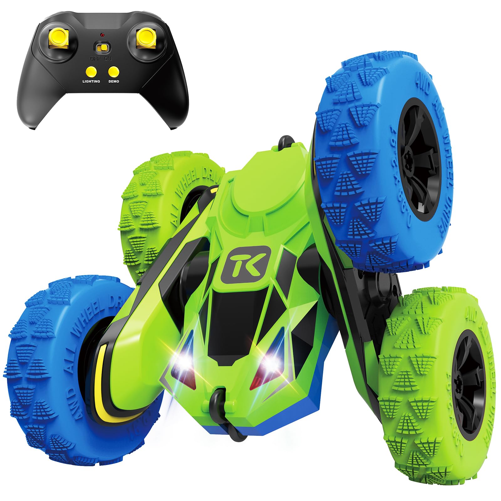 Amazon.com: Threeking RC Stunt Cars Remote Control Car with Lights ...
