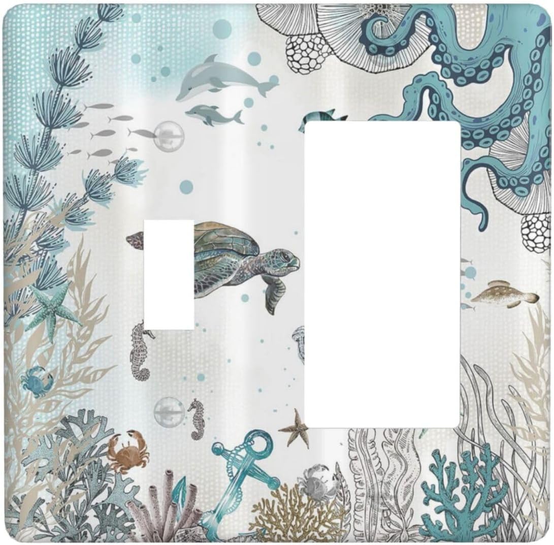 Wpshijia Decorative Outlet Covers Sea Turtle Octopus Ocean Underwater ...