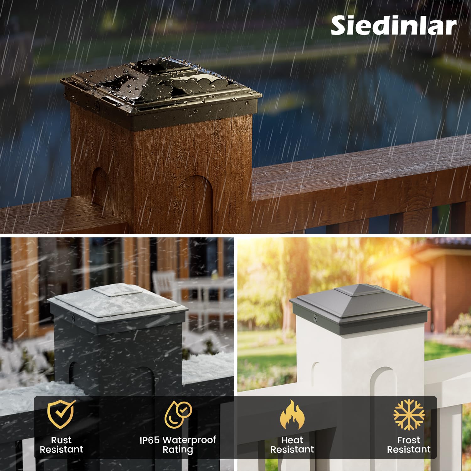 Snapklik.com : SIEDiNLAR 4x4 Pyramid Post Caps Waterproof Outdoor 4x4 ...