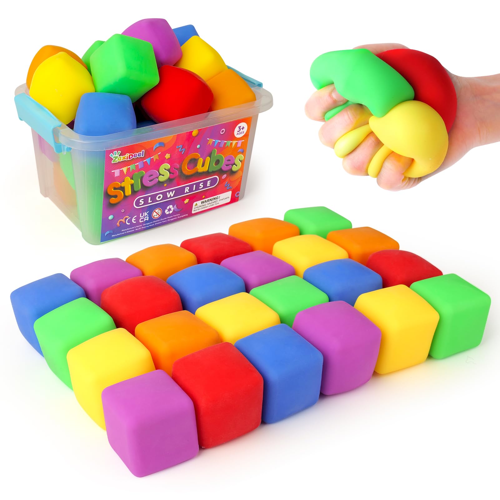 Amazon.com: 24 Pack Mini Slow Rise Stress Cube: Pull Stretch Fidget ...