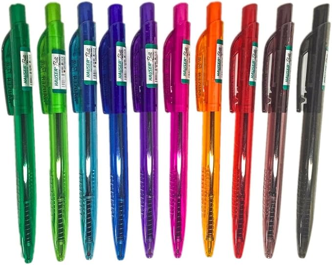 Hauser Billi Multi Coloured Pen Set, Assorted Pack of 10, Retractable ...
