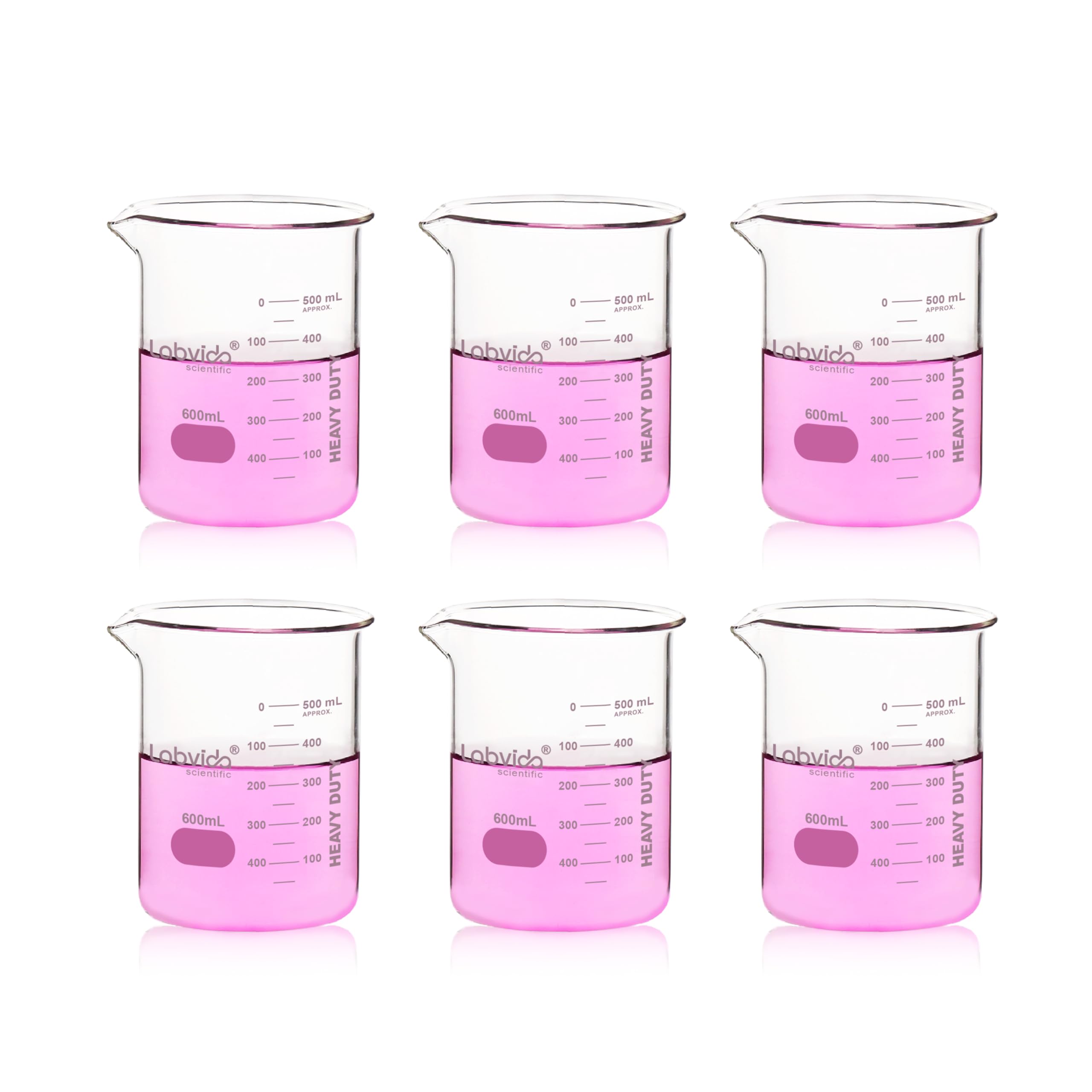 Snapklik.com : Labvida 6pcs 600ml Upgrated Thick Glass Beakers, Griffin ...