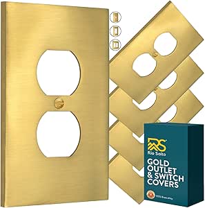 Rio Salto Modern Metal Gold Wall Outlet Cover Outlet Cover Duplex or ...