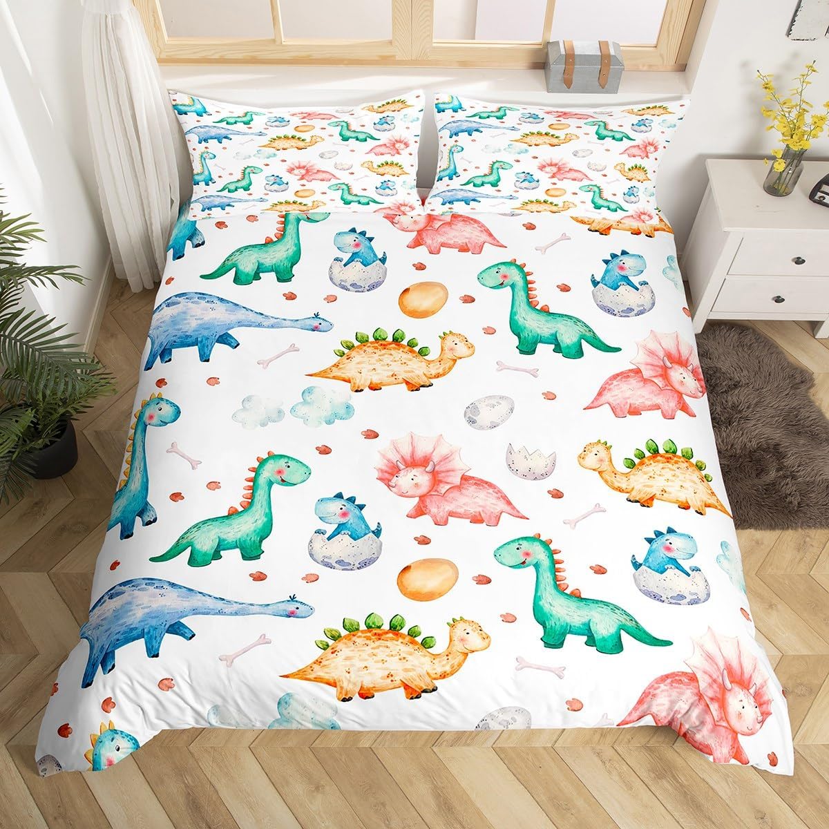 Amazon.com: Cute Dinosaur Bedding Set for Kids Boys Girls Dinosaur Egg ...
