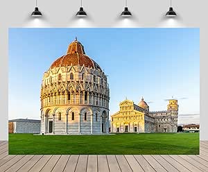 Amazon.com : CHNYWORK 7x5ft Leaning Tower of Pisa Backdrop Italy Piazza ...