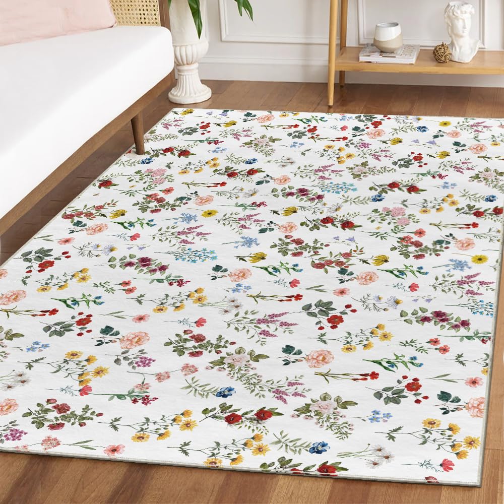 Amazon.com: Artoid Mode Wild Flowers Daisy Spring Area Rug, Washable ...