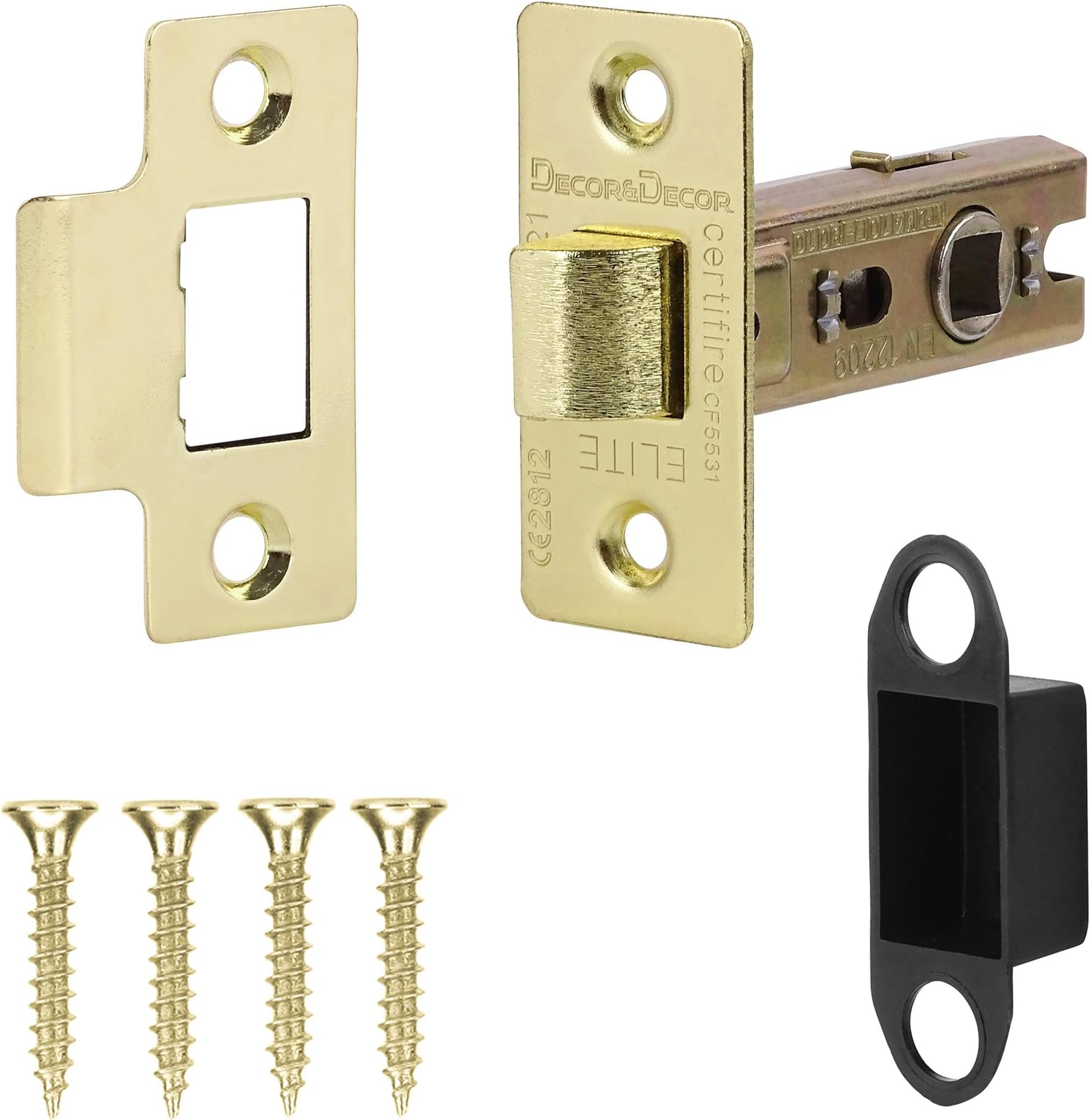 XFORT Polished Brass Radius Tubular Latch, Two 65mm Polished Brass ...