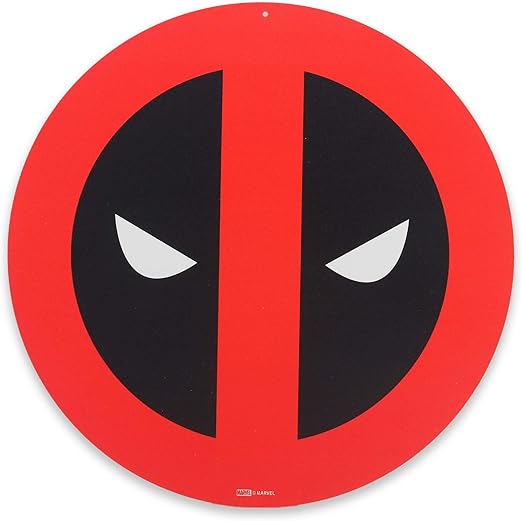 Amazon.com: Marvel Deadpool Mask Round Metal Sign - Fun Deadpool Wall ...