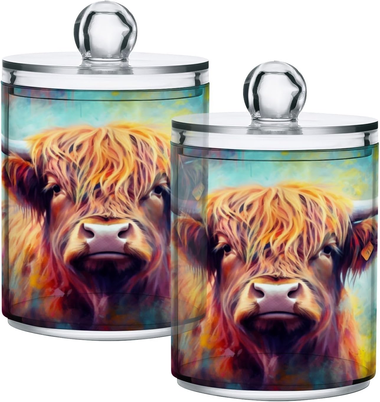 Amazon.com: Zhirexin Colourful Highland Cow 2PC Airtight Transparent ...