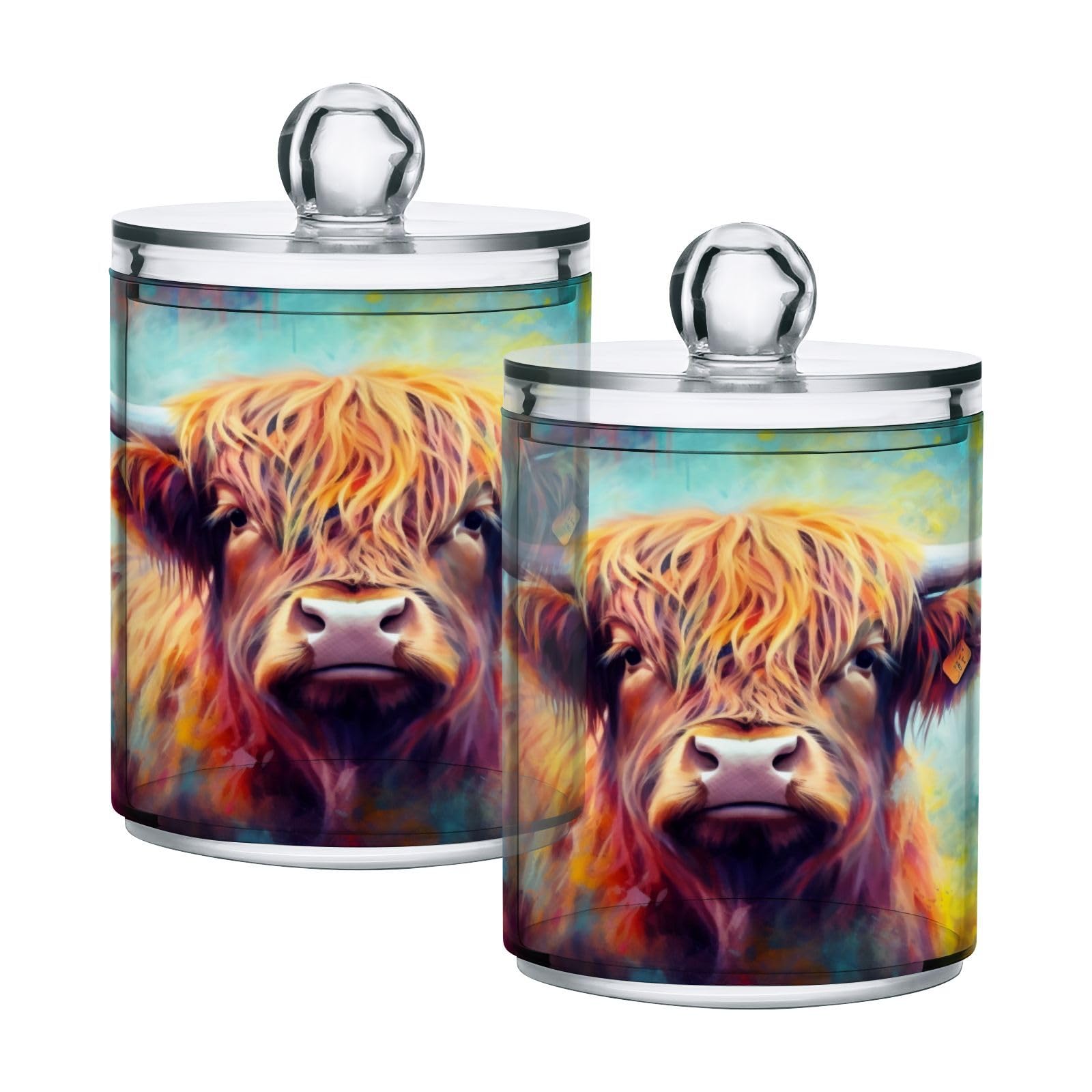 Amazon.com: Zhirexin Colourful Highland Cow 2PC Airtight Transparent ...