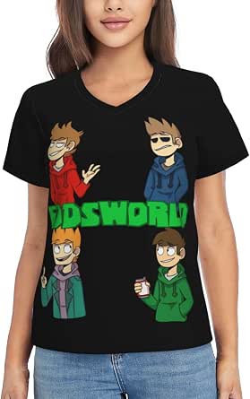 Anime Manga Eddsworld V-Neck T Shirt Women's Casual Tee Summer Short ...