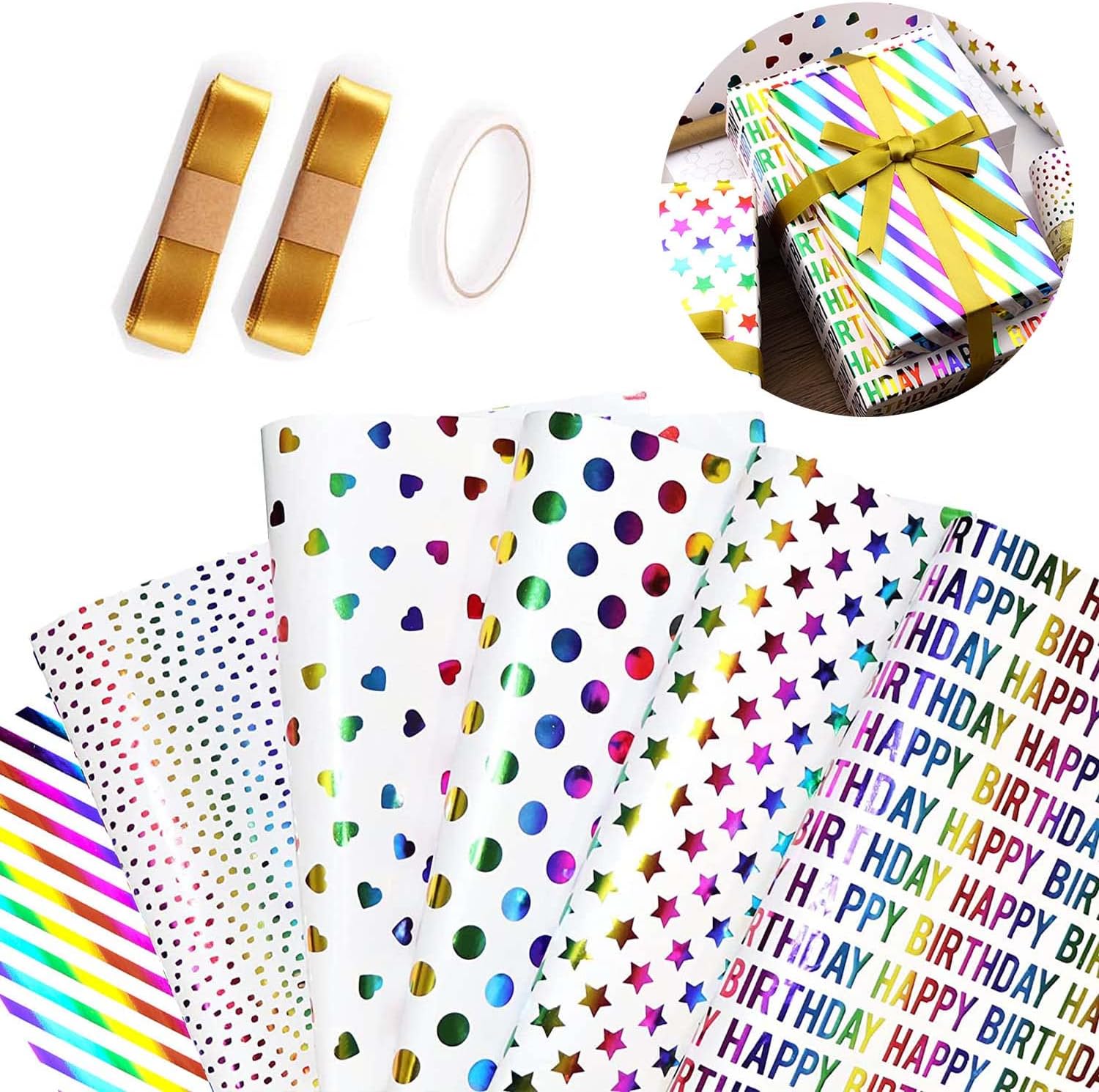 CC wonderland zone 6 Sheets Colourful Premium Gift Wrapping Paper 50 x ...