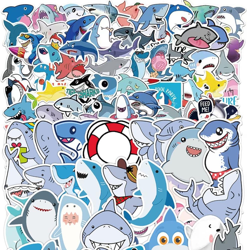 Amazon.com: 150PCS Cute Shark Stickers for Kids Toddlers Water Bottle ...