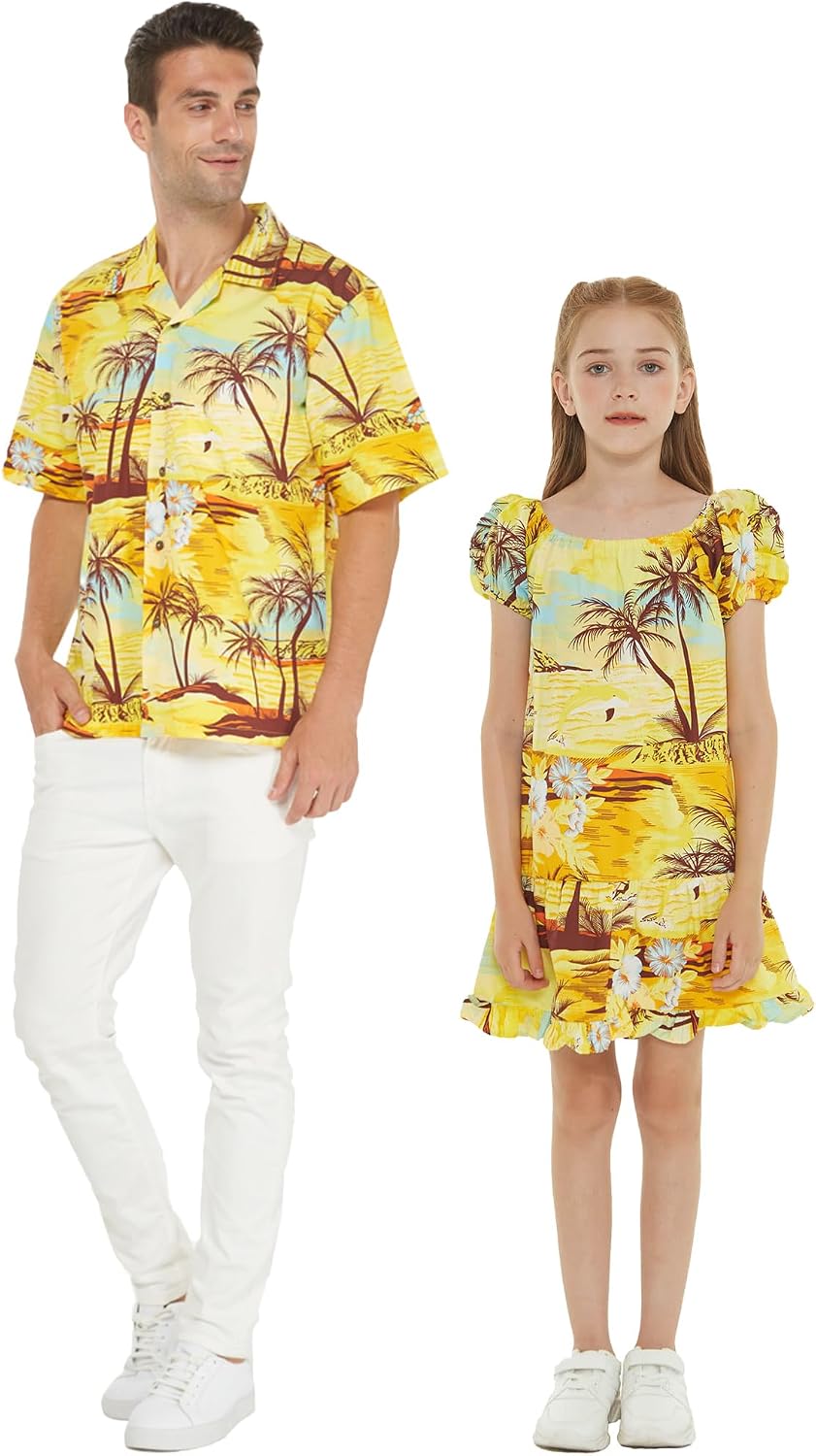 Matching Hawaiian Luau Father Daughter Shirt Simple Muumuu Dress in ...