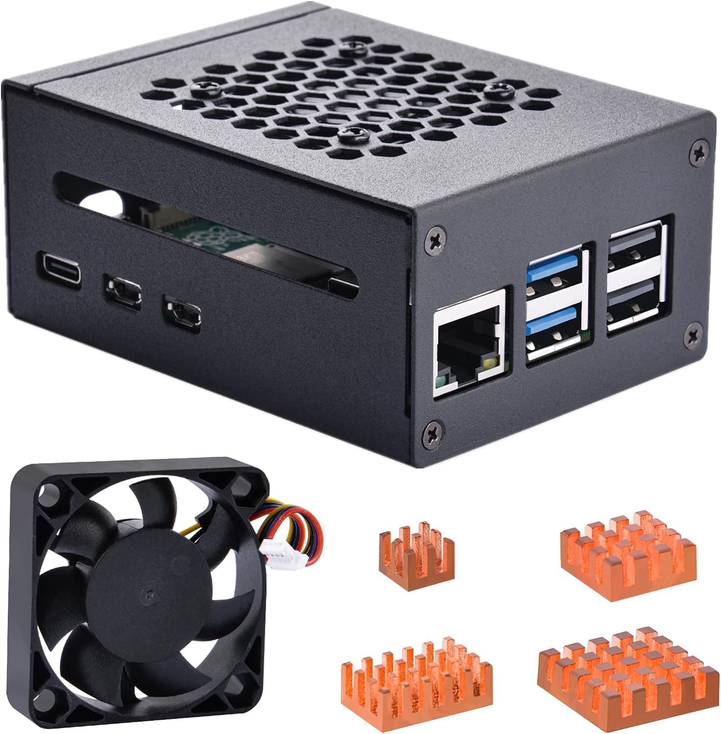 Amazon.com: GeeekPi Metal Case for Raspberry Pi 5, Pi 5 Case with 4010 PWM Fan and Copper ...