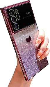 Amazon.com: phylla Gradient Glitter Heart for Samsung Galaxy Note 20 Ultra 5g Phone Case [Full ...