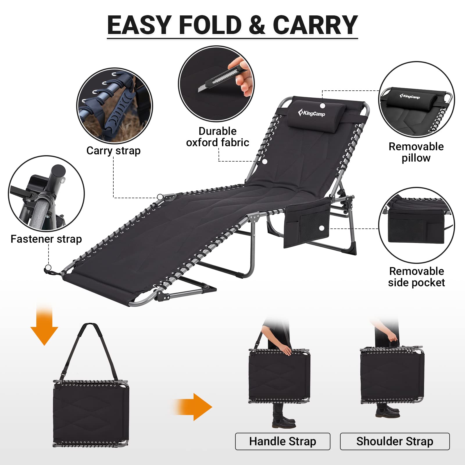 Snapklik.com : KingCamp Set Of 2 Oversize Padded Folding Chaise Lounge ...