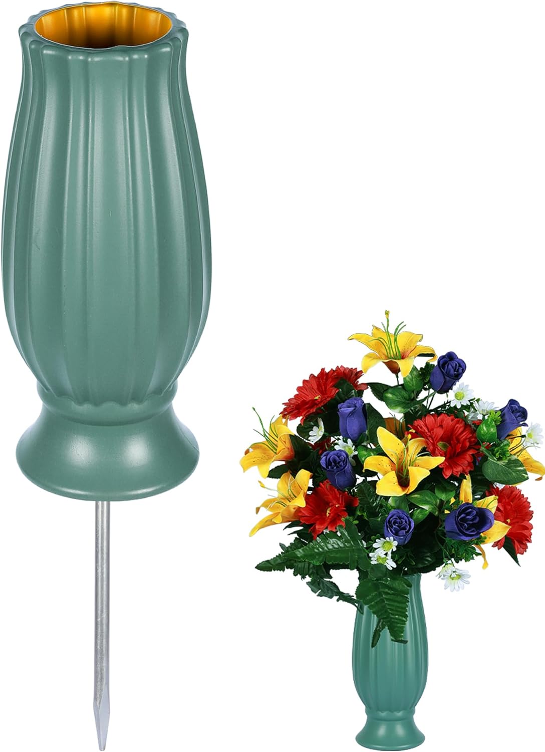 Amazon.com: Cemetery Grave Vase for Fresh Artificial Flowers Headstones ...