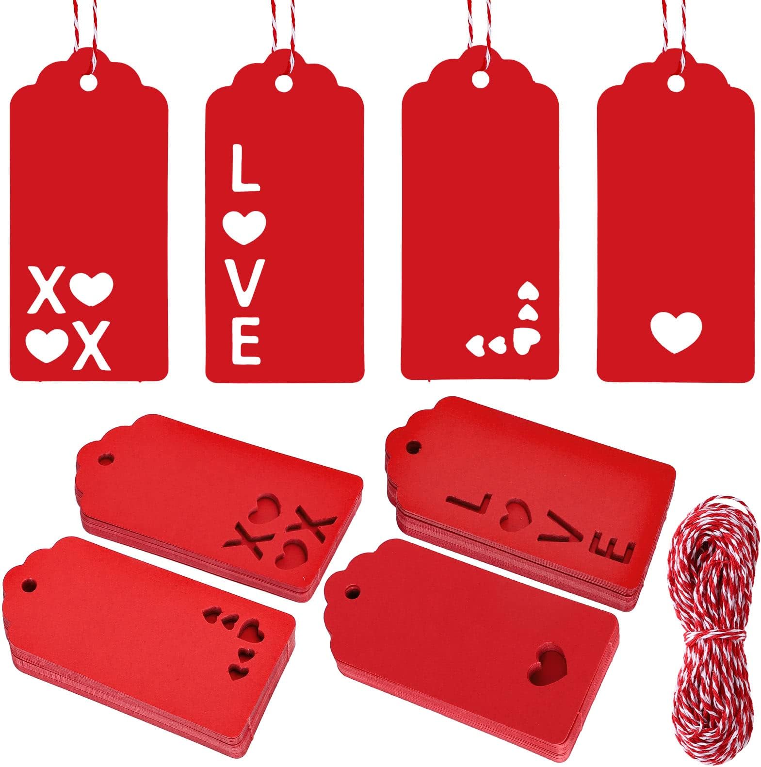 Amazon.com: Whaline 120Pcs Valentine Paper Gift Tags Red Heart Love ...