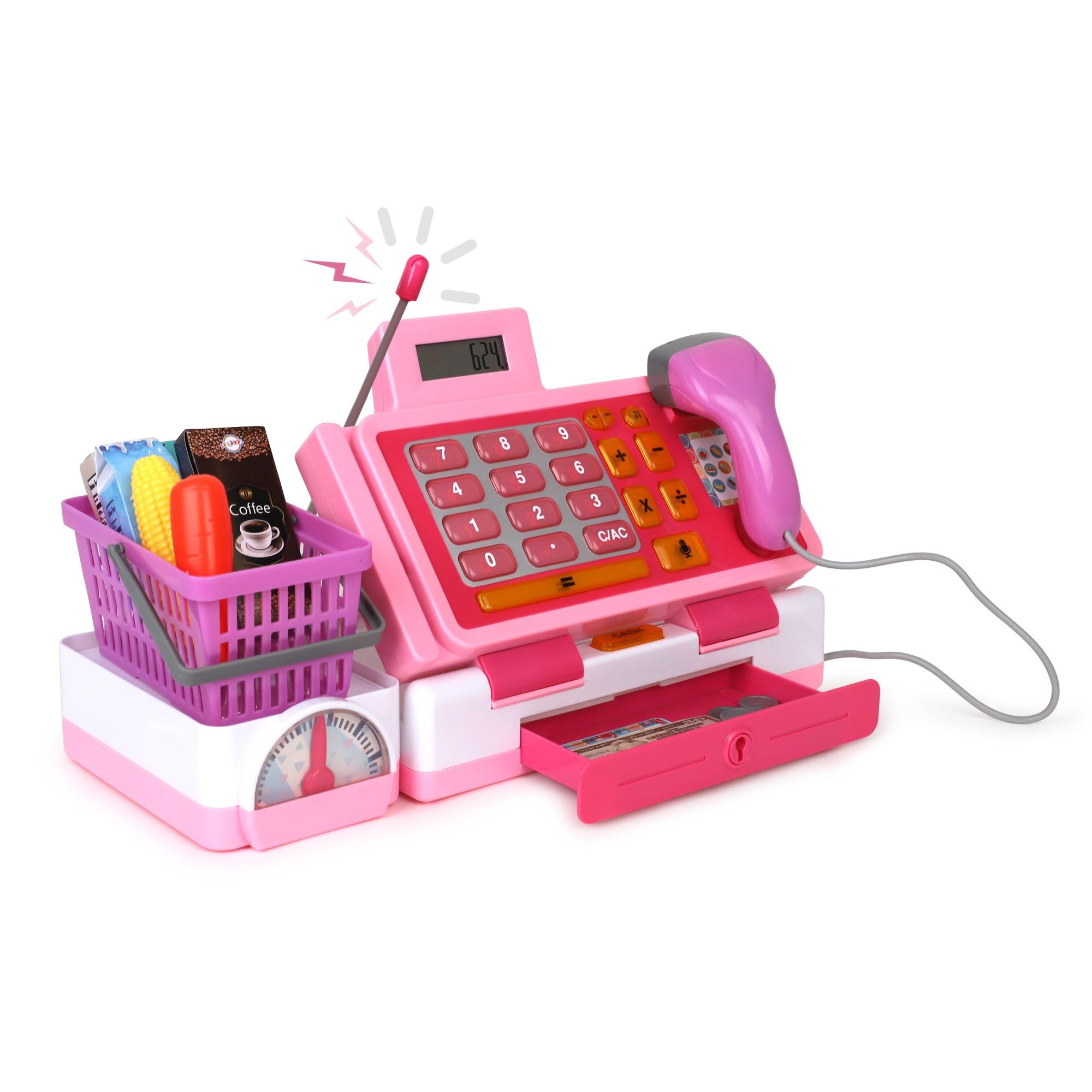 Snapklik.com : Playkidz Interactive Toy Cash Register - Pink For Girls ...