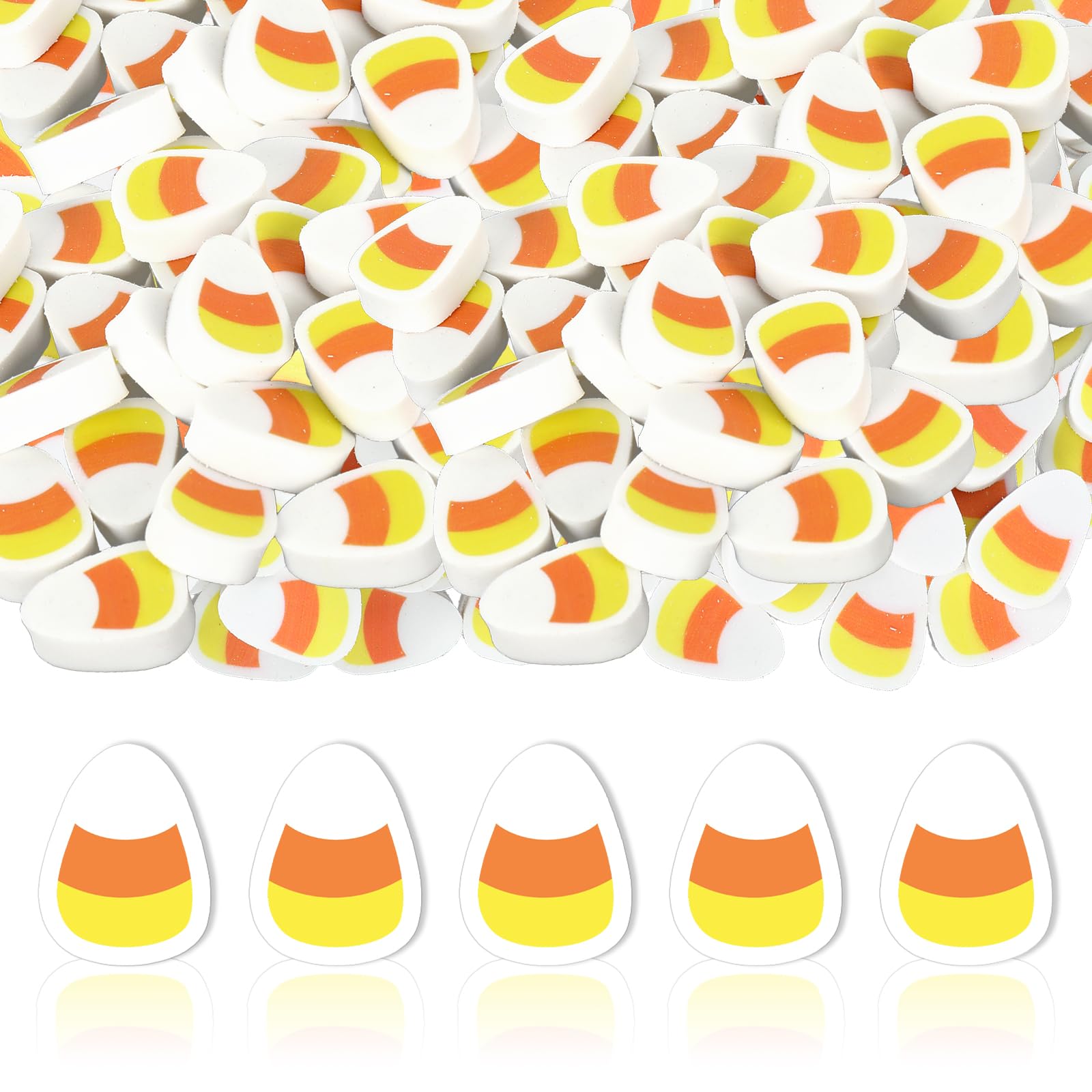 Amazon.com: AnyDesign 60Pcs Mini Candy Corn Eraser Halloween Candy Corn ...