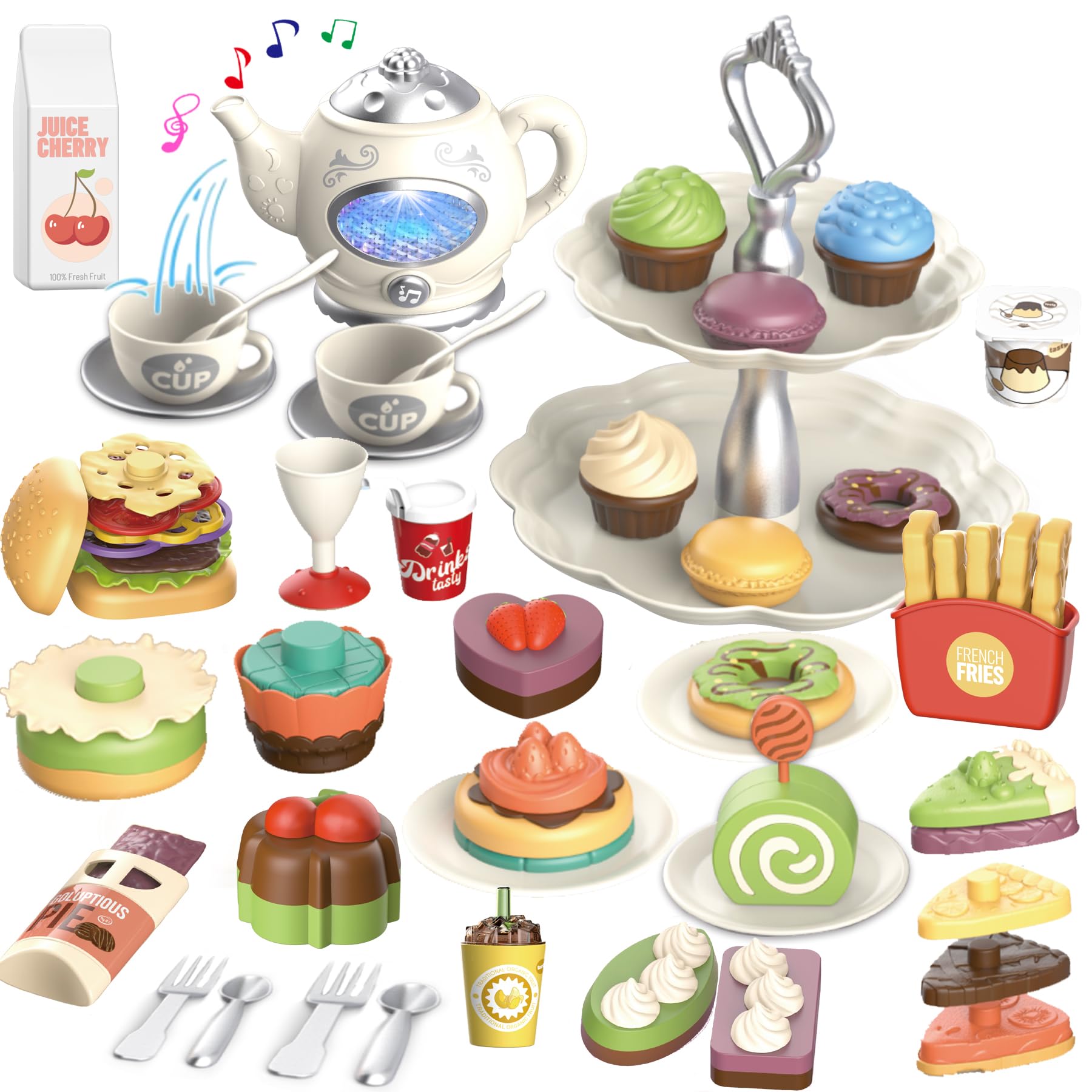 Amazon.com: Tea Party Set for Little Girls, 60pcs Princess Toddler Toy ...