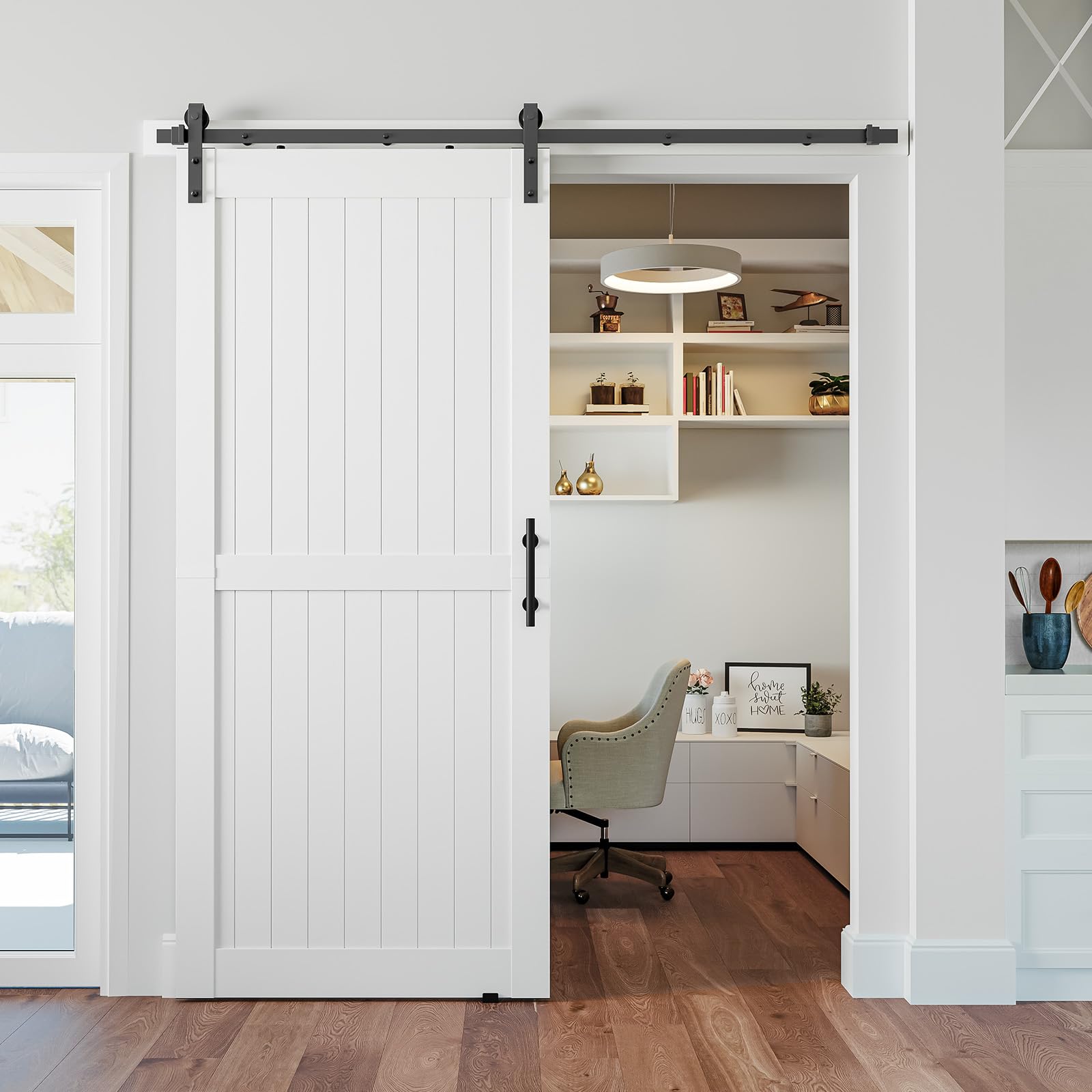 Snapklik.com : SmartStandard 42 X 96 Inch White PVC Vinyl Barn Door ...