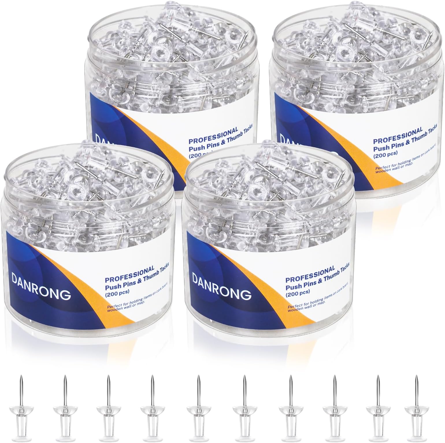 Amazon.com: Yalis Push Pins 600 Count, Standard Clear Thumb Tacks Steel ...