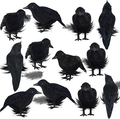 Amazon.com: Darnassus 3-Pack Halloween Black Feathered Crow Realistic ...