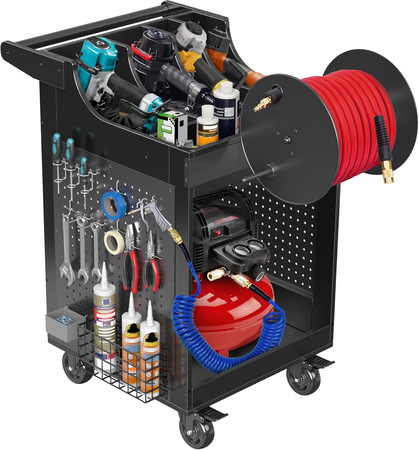 Amazon.com: Portable Air Compressor Cart, Air Tool Carrier with Hose ...