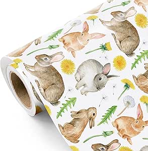 Amazon.com: WRAPAHOLIC Bunny Easter Wrapping Paper Roll - Mini Roll ...