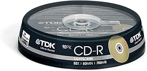 TDK T19886 CD-R tom Lightscribe 700 MB (52 x Speed) 10 kakebox : Amazon.se: Elektronik