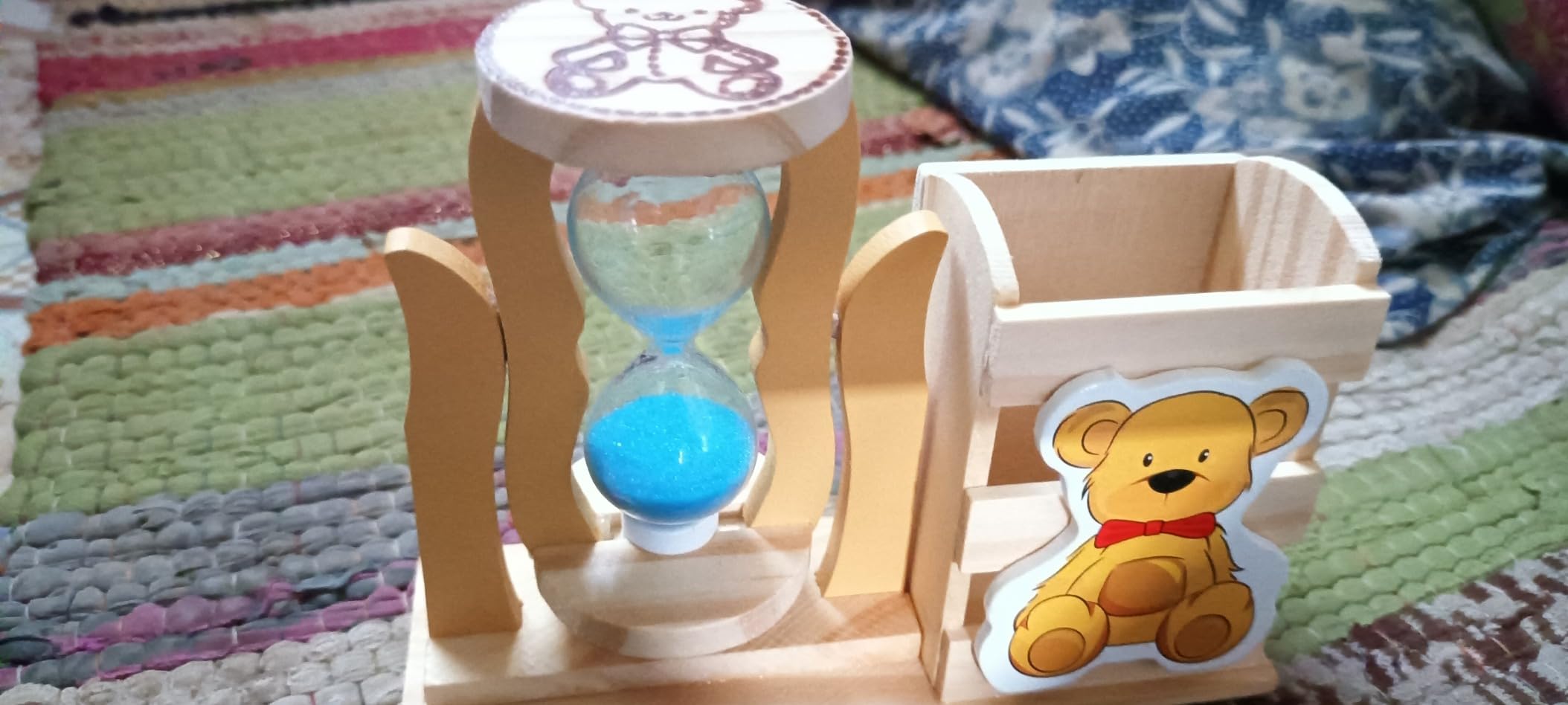 Antlantic Wood Store Wooden Hour Glass Timer Pen/Pencil Stand for ...