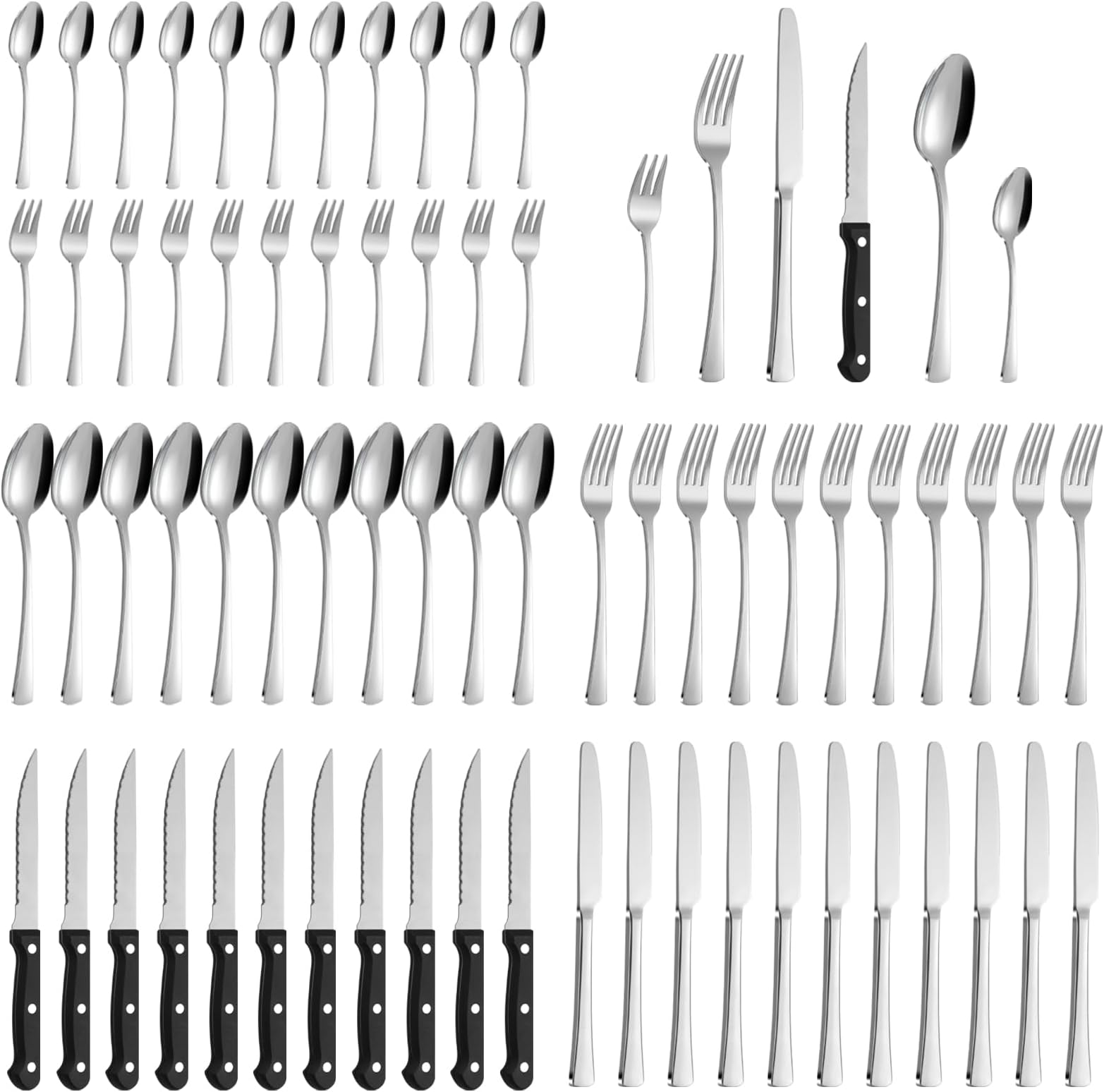 72 teilig Essbesteck Set für 12 Personen, Wildone Besteck Set inkl ...