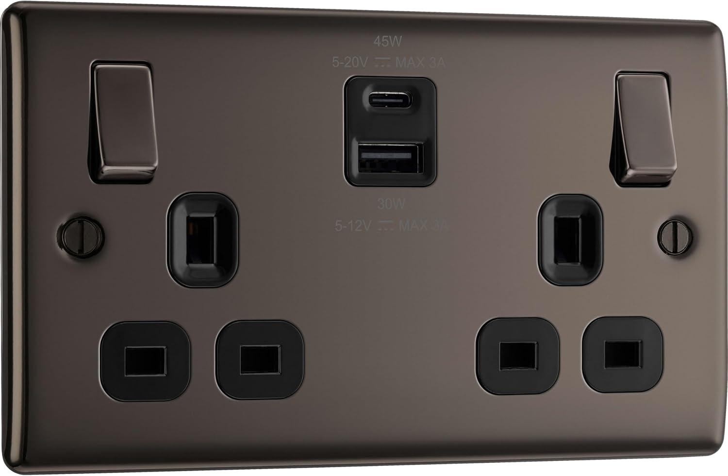 BG Electrical 45W Double Switched Power Wall Plug Socket with Super ...