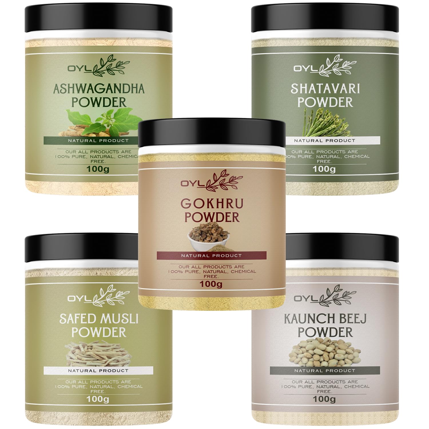 Buy OYL Natural Ashwagandha, Shatavari, Safed Musli, Kaunch Beej ...
