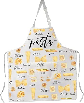 Amazon.com: PXTIDY Pasta Kitchen Apron With Pockets Love Eat Pasta Gift ...