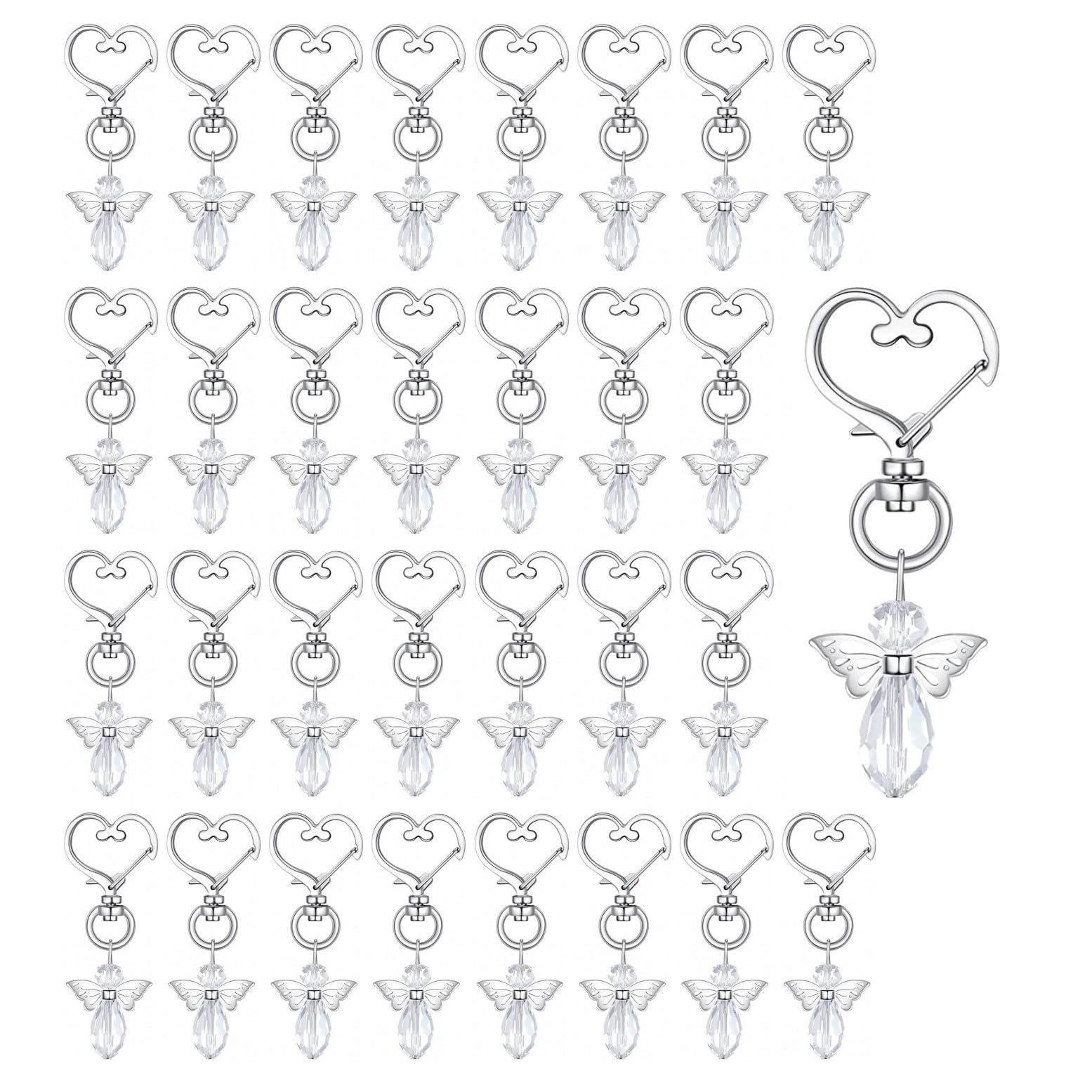 JZK 30x Angel keyring crystal fairy keychain key charms for christening ...