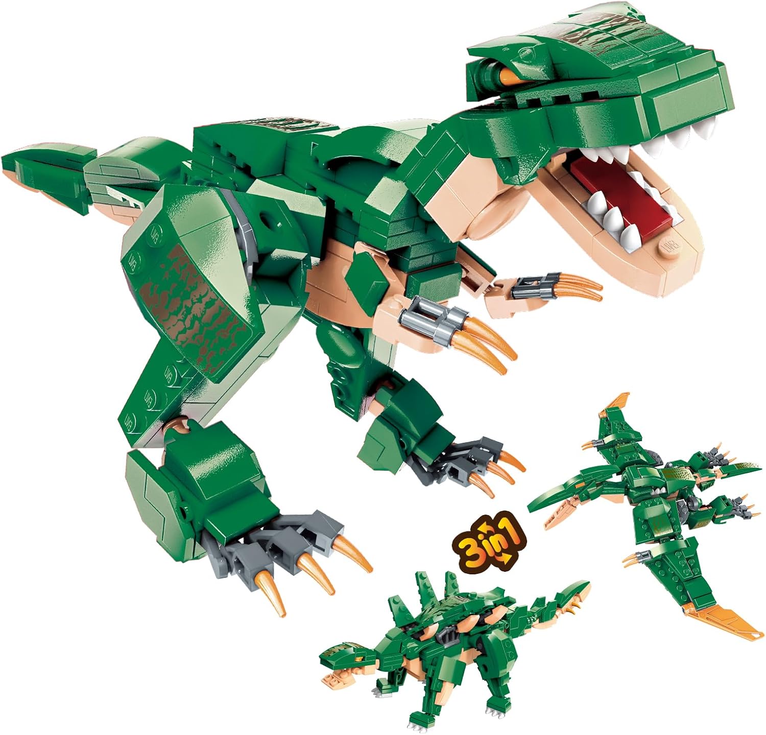 Amazon.com: HSANHE 3 in 1 Dinosaur Toy Building Set for Boys 6-12 Years ...