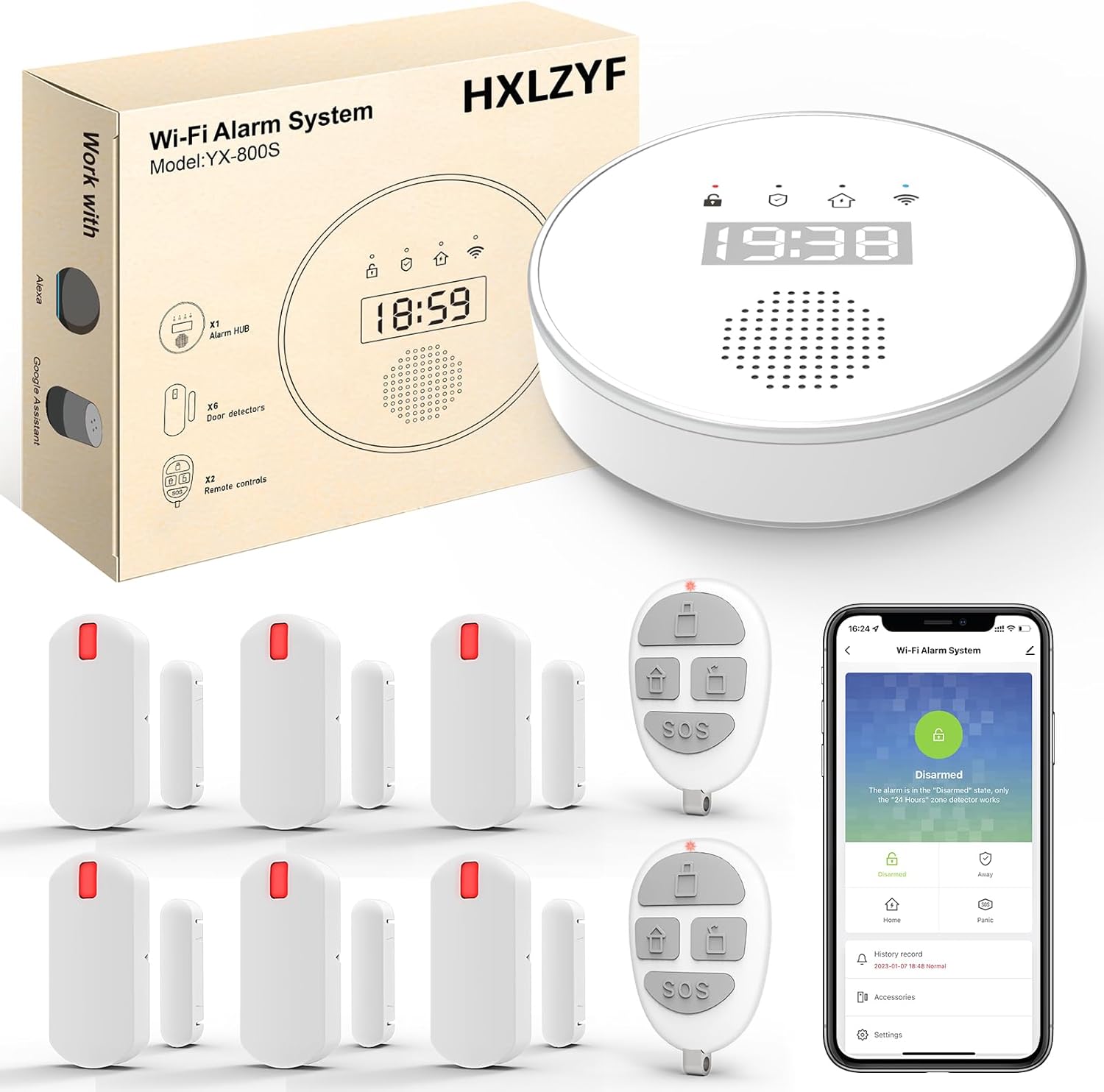 HXLZYF Wireless Home Alarm, 5G/2.4G Home Security Kit, Alarm Kit with 1 ...