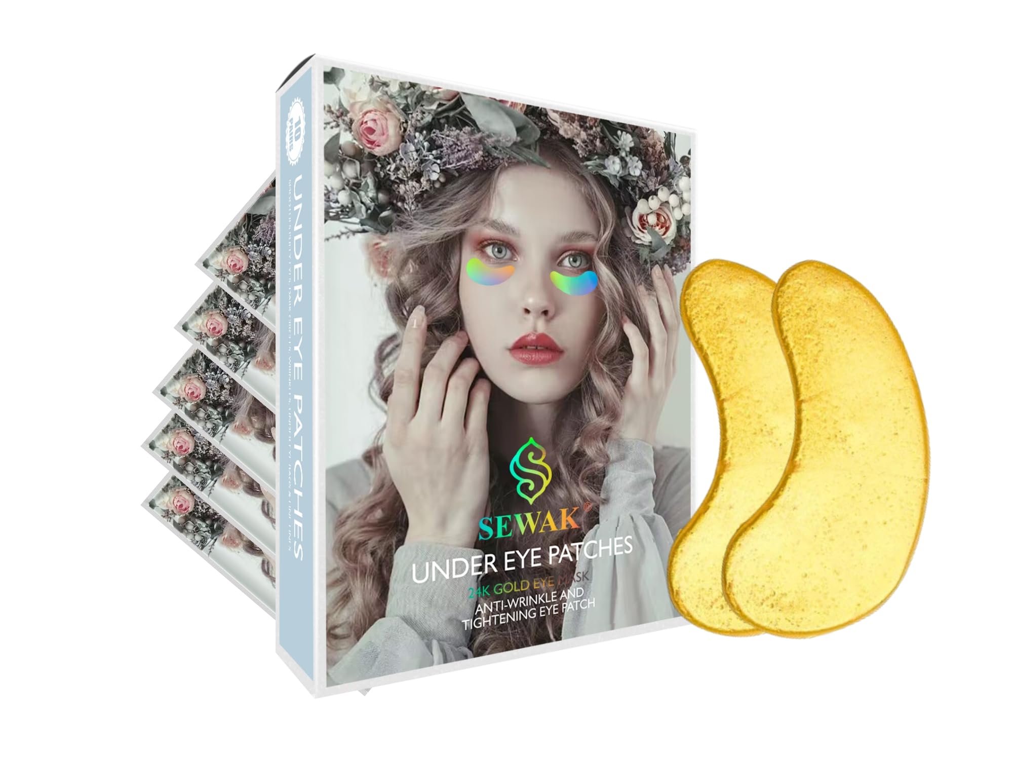 SEWAK Under Eye Gel Patches 20 Pcs / 10 Pairs, 24K Gold Under Eye Masks ...