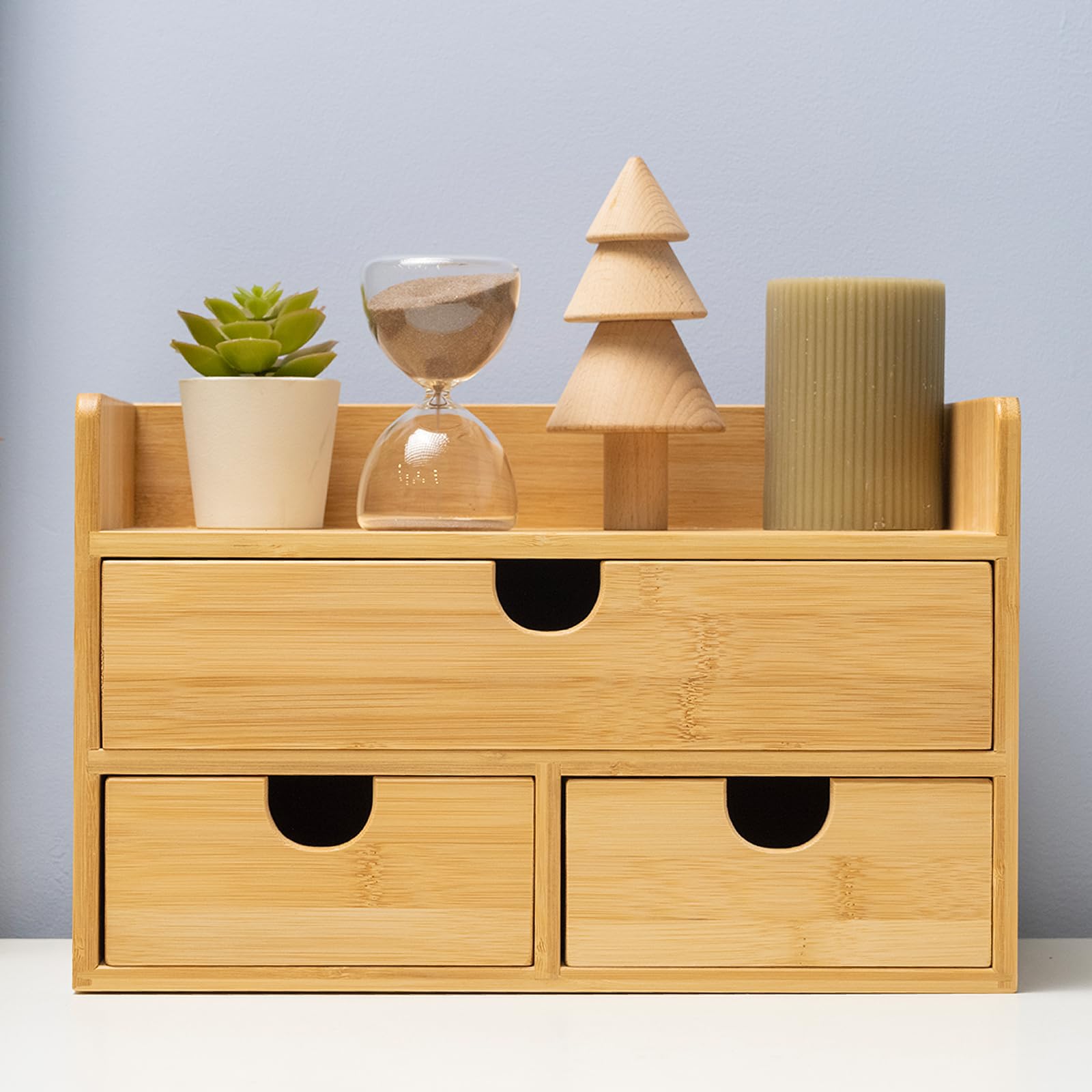 MEEDEN Desk Organizer with Drawers: Bamboo Desktop Storage Container ...