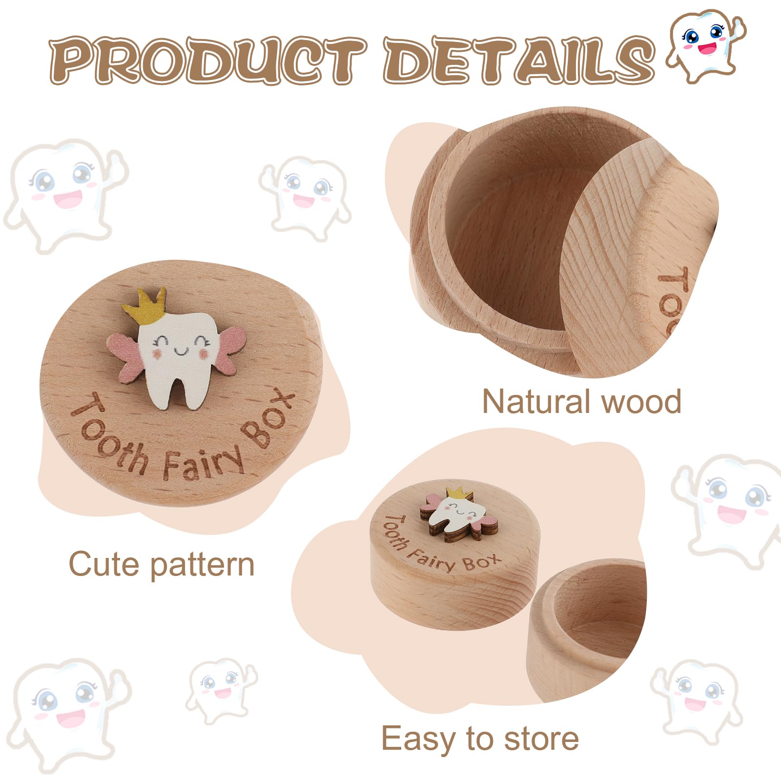 Snapklik.com : Tooth Fairy Box 3D Carved Wooden Cute Tooth Box Lost ...