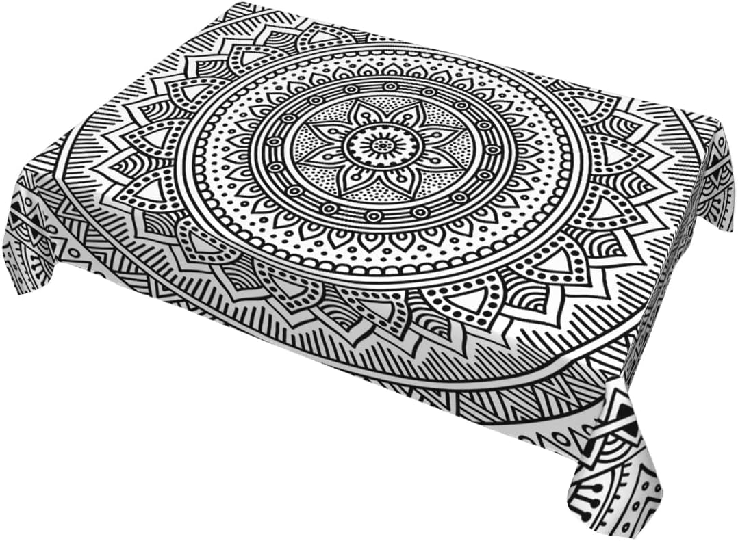 Amazon.com: GSRONY Decorative Rectangle Table Cloths Grey Black Mandala ...