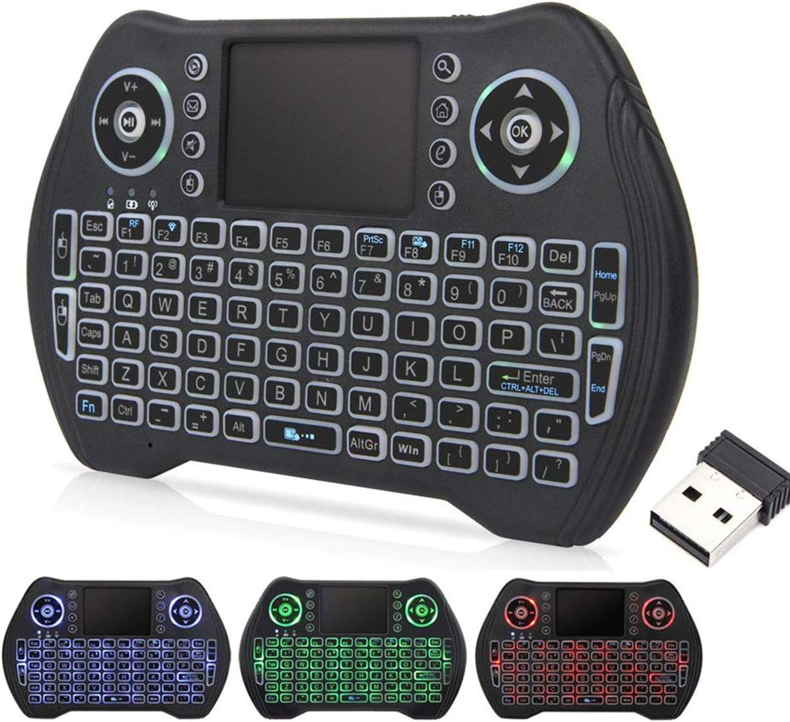 EASYTONE Mini Wireless Keyboard with Touchpad, Backlit Handheld Android ...
