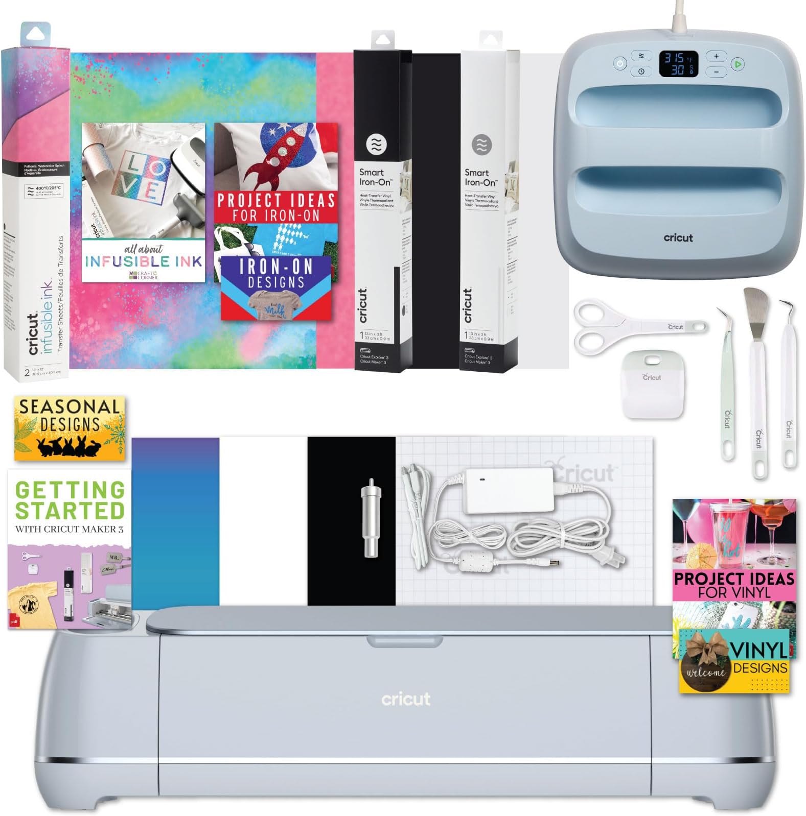 Amazon.com: Cricut Maker + Everything Materials Bundle - Champagne ...