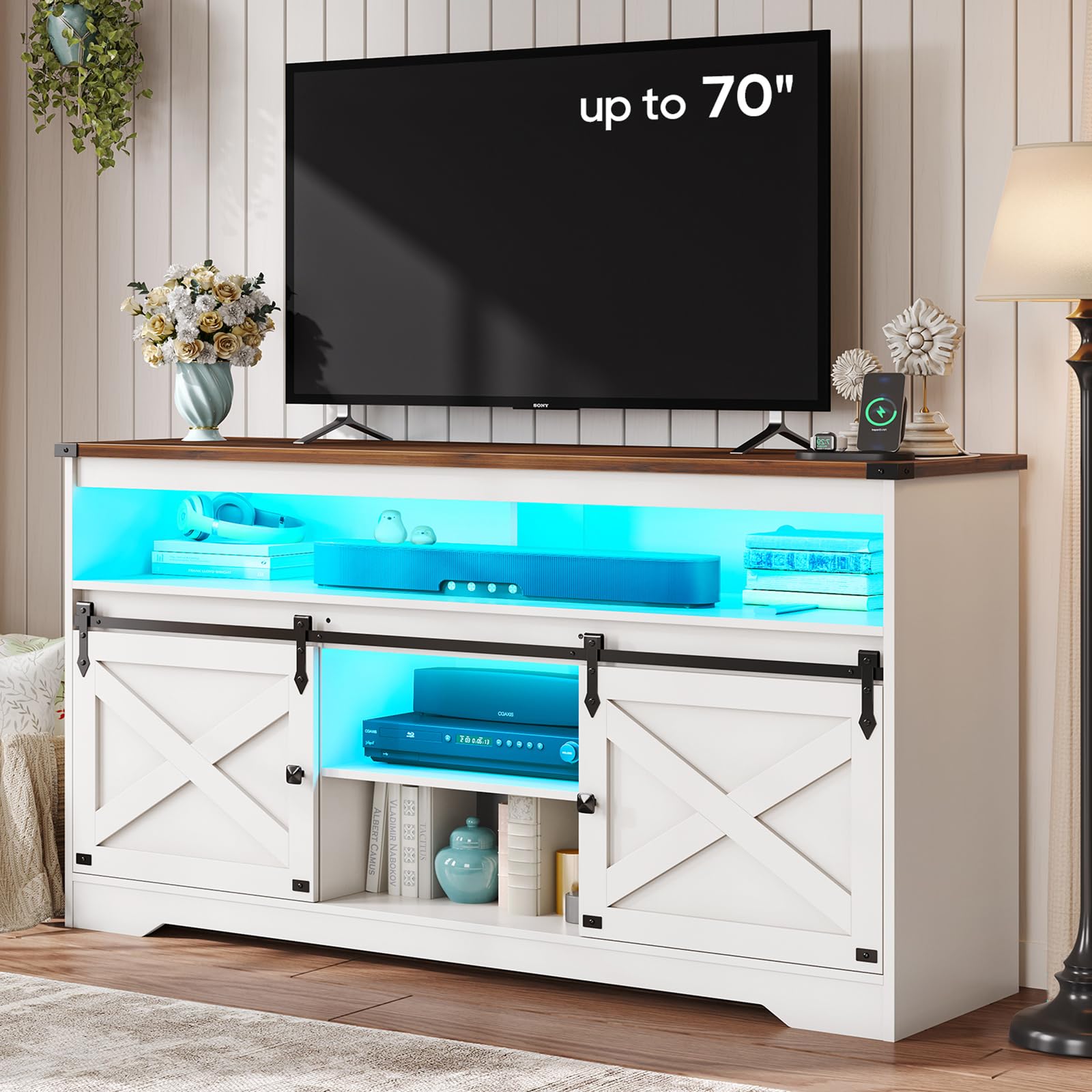Amazon.com: Hasuit Farmhouse TV Stand for TVs Up to 65 Inch, LED ...