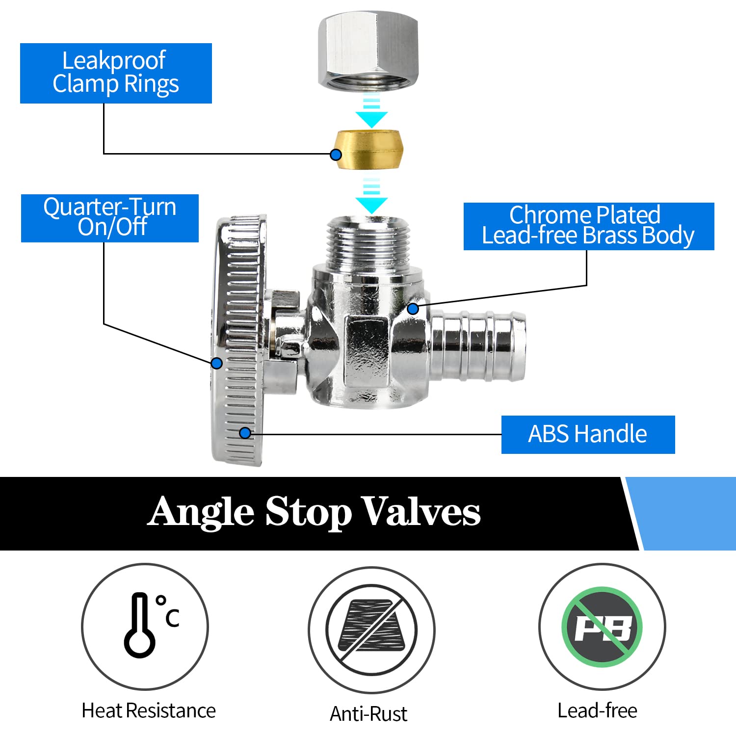 Snapklik.com : 2/4/10/20 Pack Stop Valves, 1/4 Turn Angle Stop/Straight ...