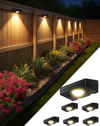 FabStyl Solar Fence Lights Outdoor, 3000/4500/6000K 3 Mode, Fence ...